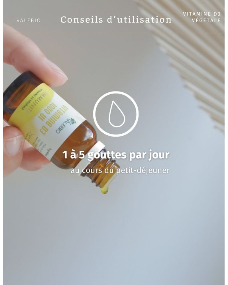 Vitamine D3 végétale naturelle en gouttes - Valebio